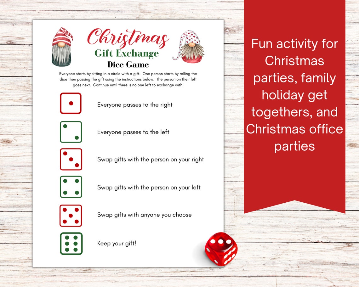 Christmas Gift Exchange Dice Game, Gift Swap Game, Christmas Dice ...