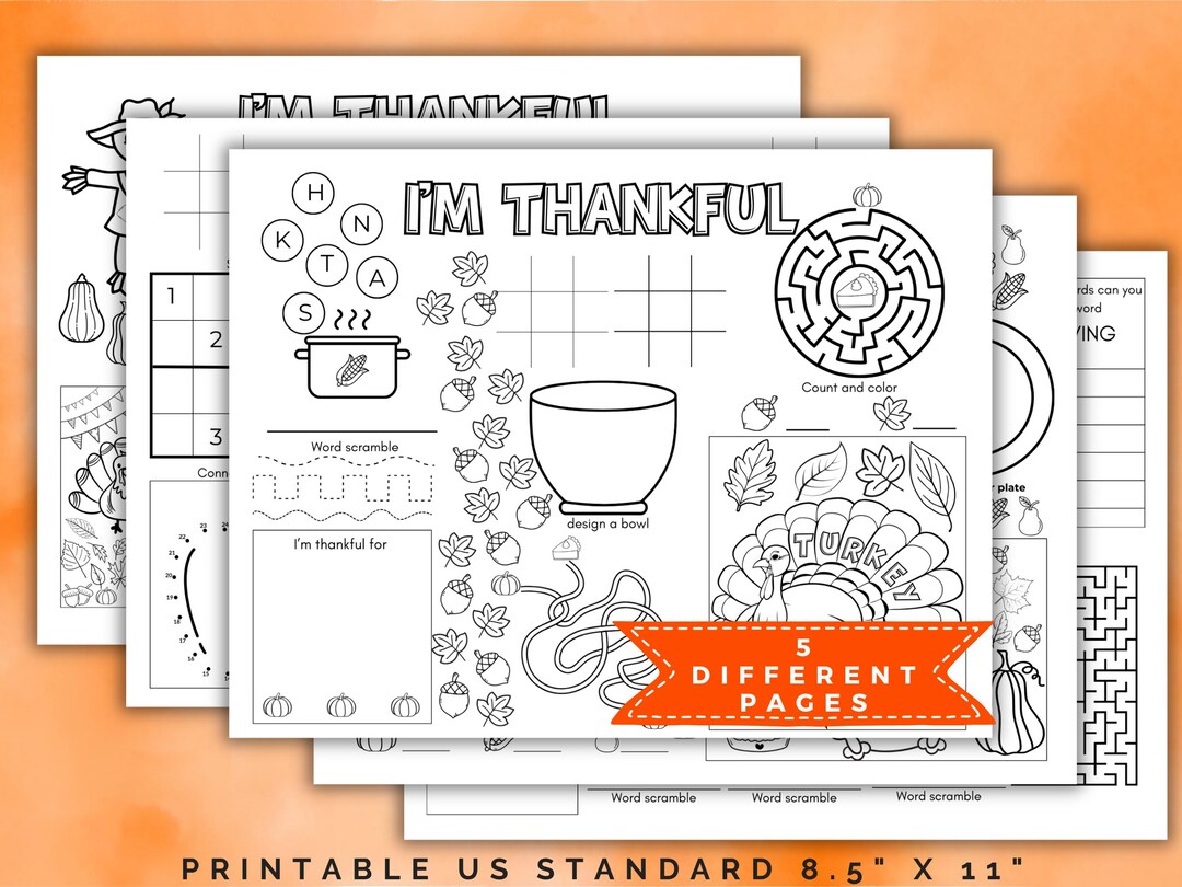 Thanksgiving Coloring Placemat, Thanksgiving Activity Placemat ...