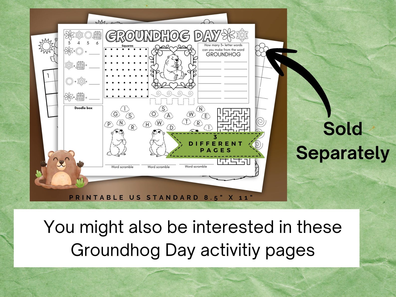 Groundhog Day Game, Printable Groundhogs Day Activity for Kids, Roll ...