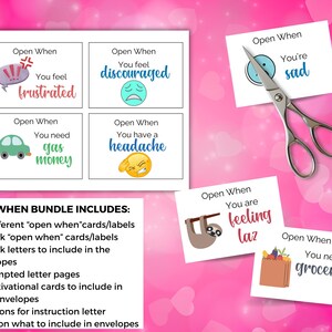 Open When Envelope Labels, Open When Cards, Open When Printable College ...