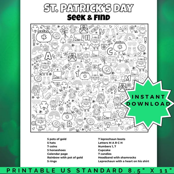 St Patricks Day Hidden Pictures - Etsy