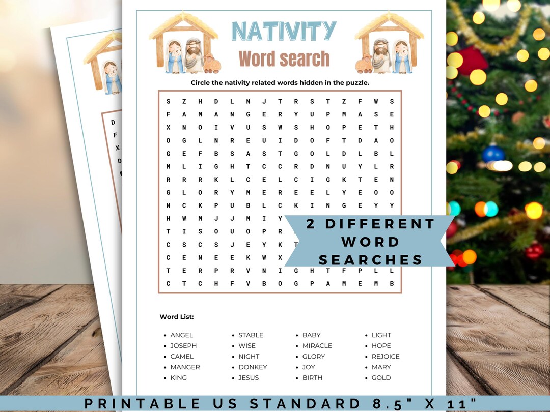 Nativity Word Search, Printable Nativity Game, Bible Word Search ...