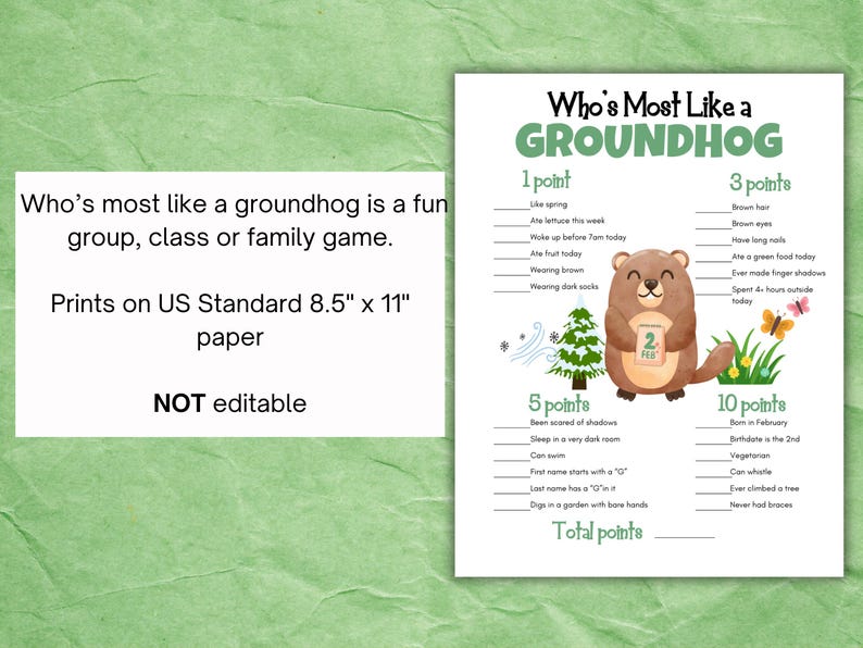 Groundhog Day Game, Printable Groundhogs Day Activity for Kids, Most ...