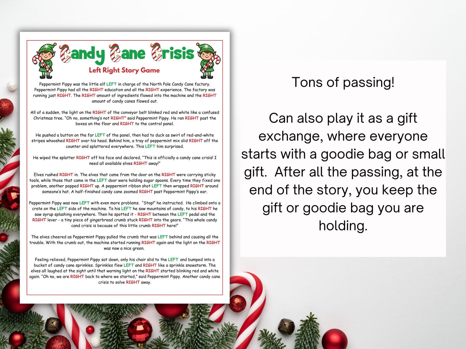Christmas Left Right Pass the Prize Game With Tons of Lefts and Rights ...