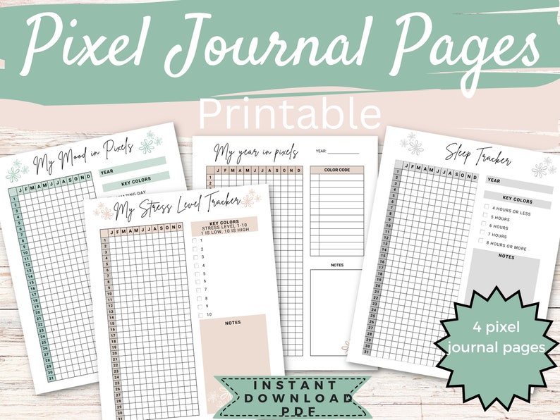 Year in Pixels Mood Tracker Sleep Tracker Stress Level - Etsy