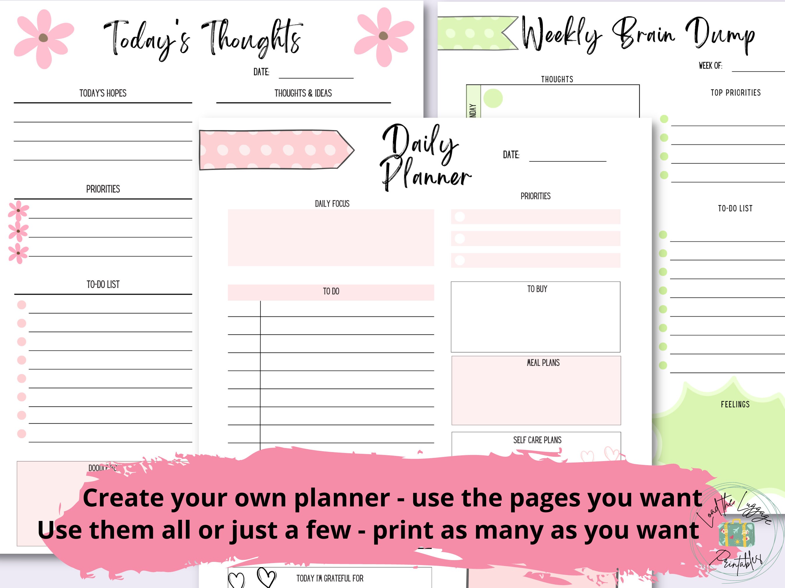 Brain Dump Printable, Brain Dump Planner, Idea Journal, Thought Planner ...