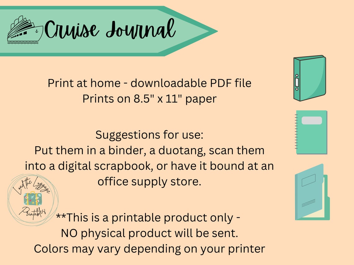 Printable Cruise Journal Travel Journal Cruise Journal - Etsy