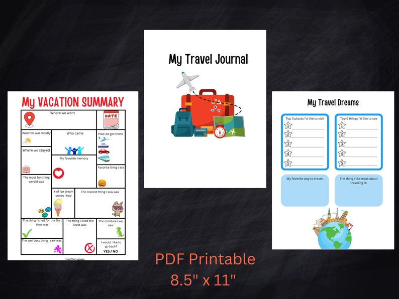 Kids Travel Journal Travel Diary Printable Vacation Journal - Etsy