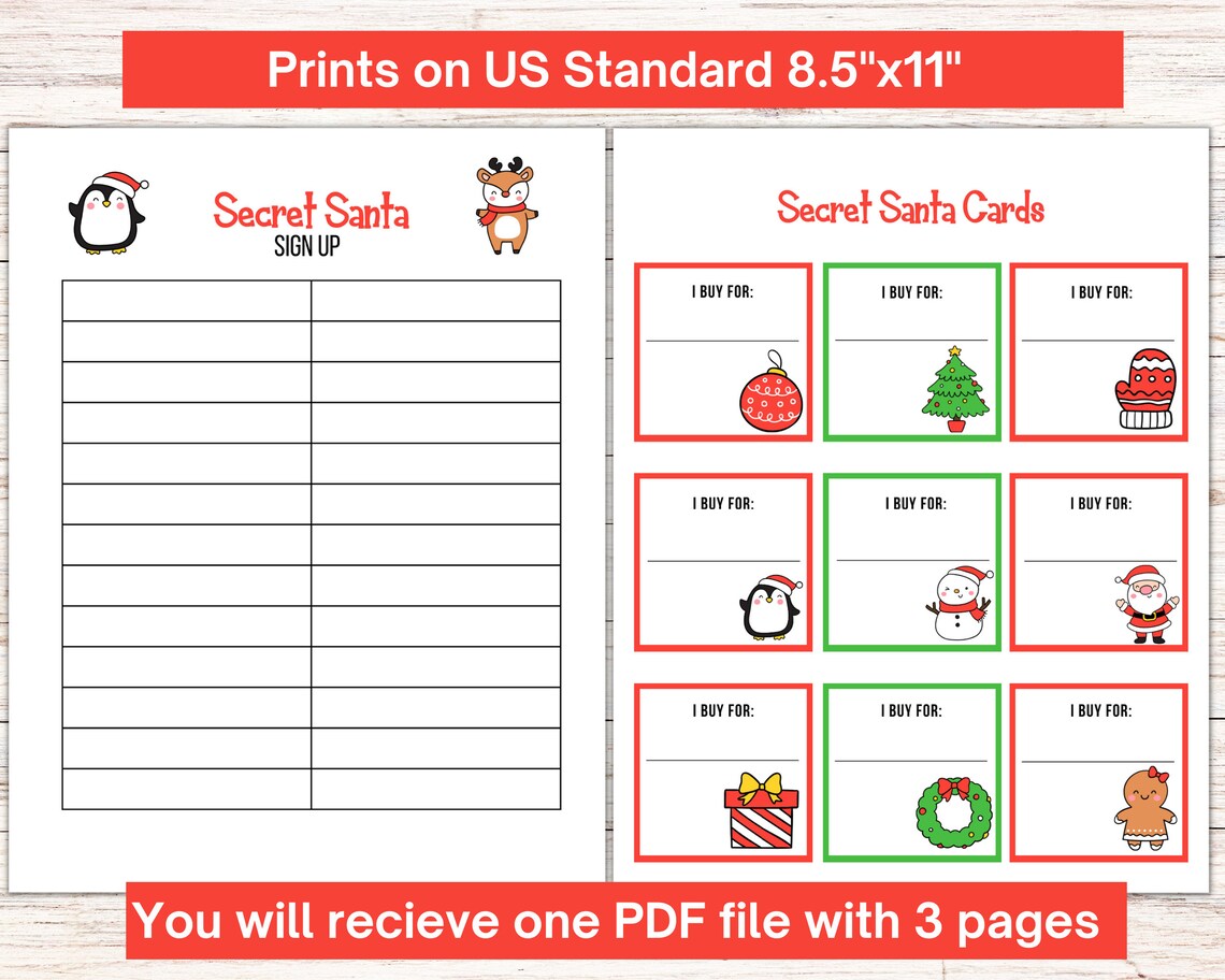 Secret Santa for Kids, Secret Santa Survey, Secret Santa Forms, Secret ...