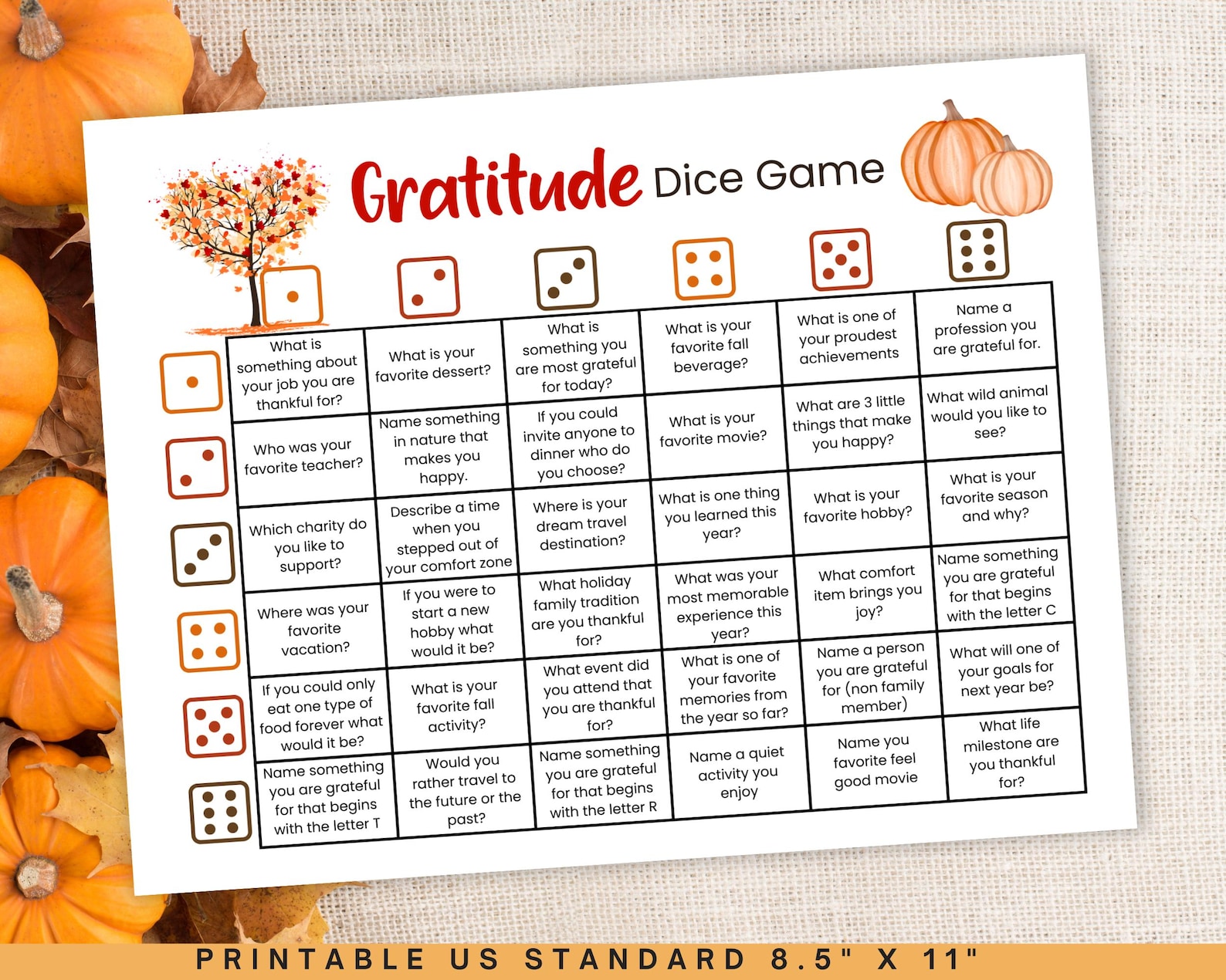 Gratitude Dice Game, Thanksgiving Conversation Starters, Gratitude Game ...