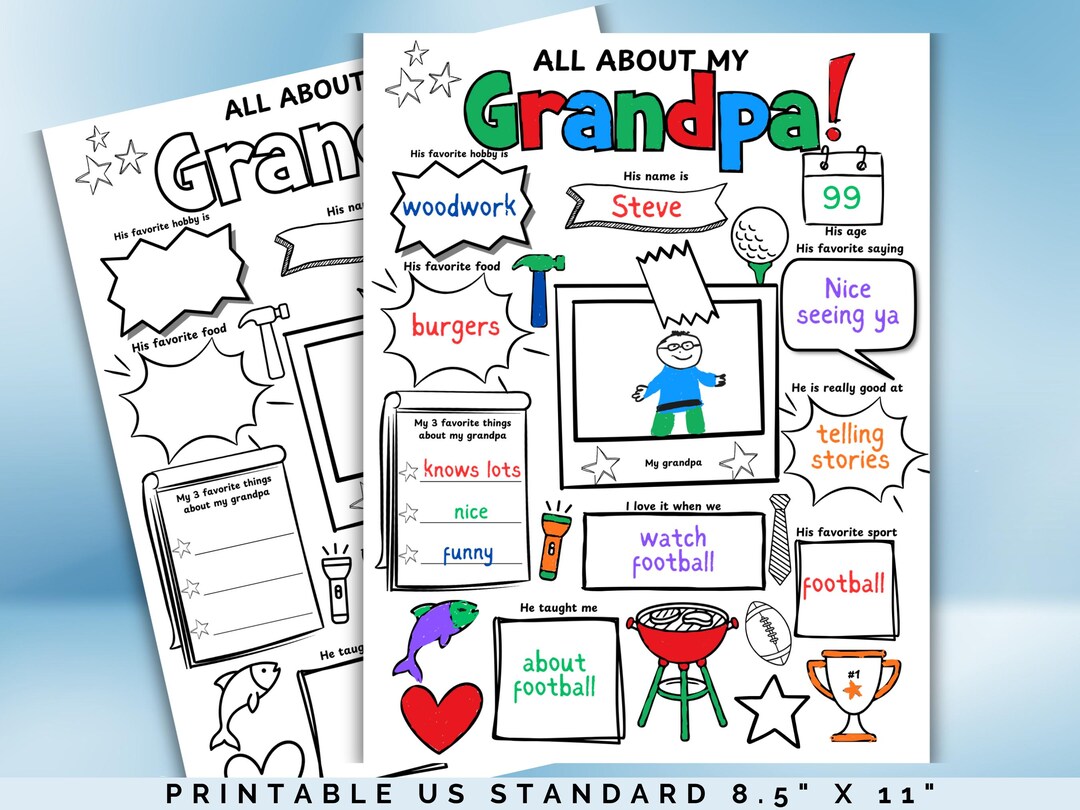 All About My Grandpa Printable, Father's Day Questionnaire, All About ...