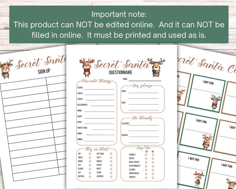 Secret Santa Survey, Secret Santa Questionnaire, Secret Santa Sign Up ...