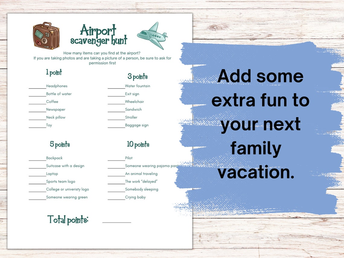 Airport Scavenger Hunt for Kids, Printable Kids Scavenger Hunt, Kids ...