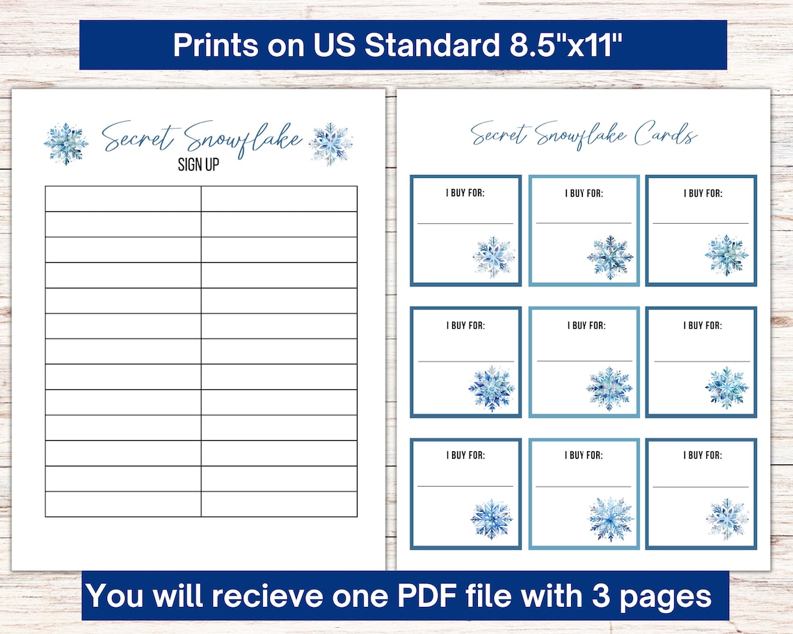 Secret Snowflake Questionnaire, Secret Snowflake, Holiday Gift Exchange ...