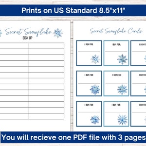 Secret Snowflake Questionnaire, Secret Snowflake, Holiday Gift Exchange ...