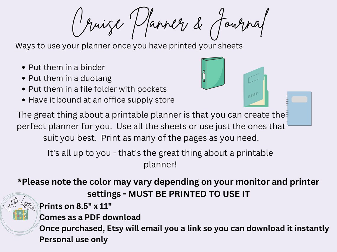 Cruise Planner, Cruise Planning Kit Printable, Cruise Planner Printable ...
