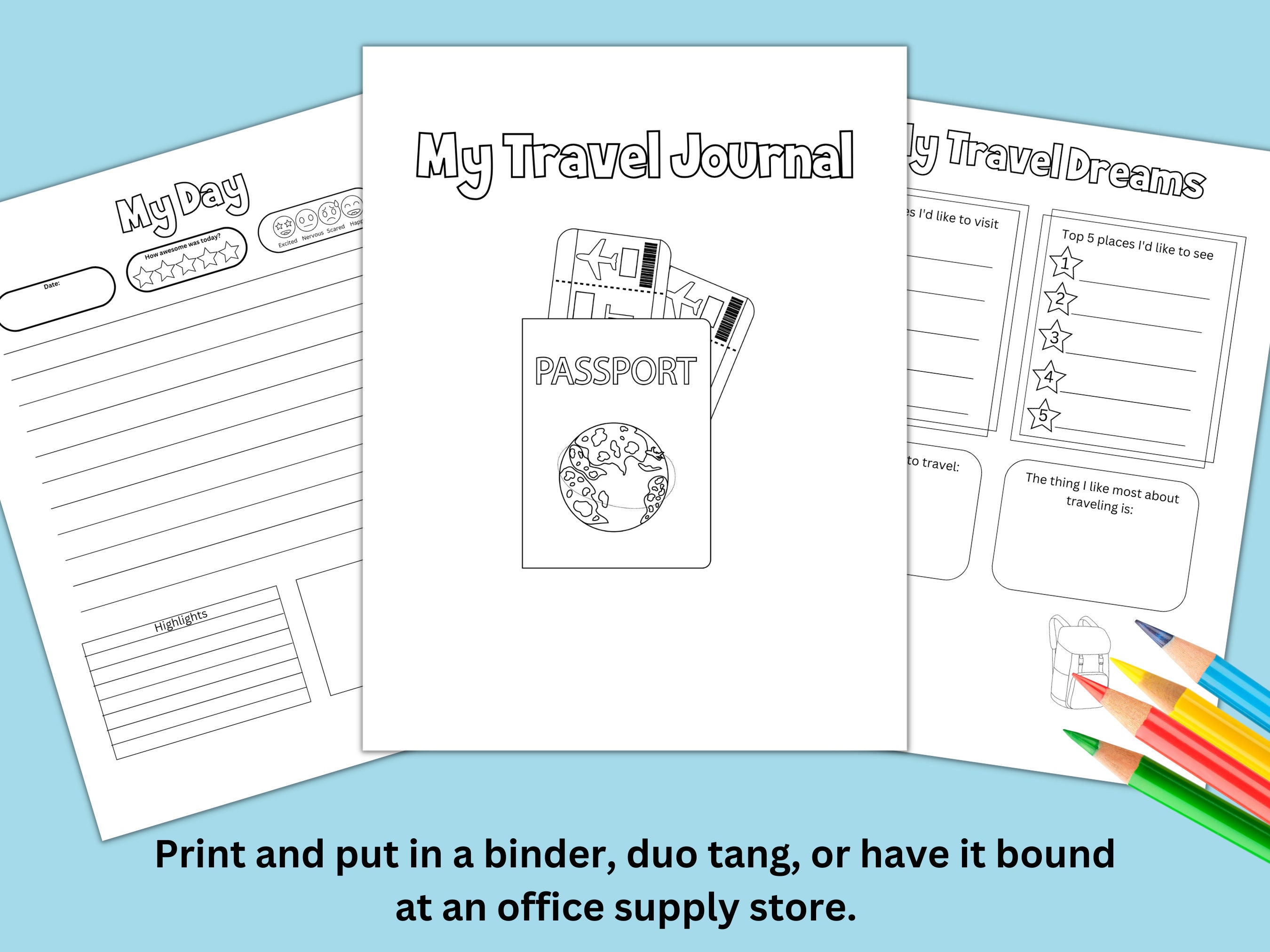Kids Travel Journal, Travel Diary, Printable Vacation Journal, Teen ...