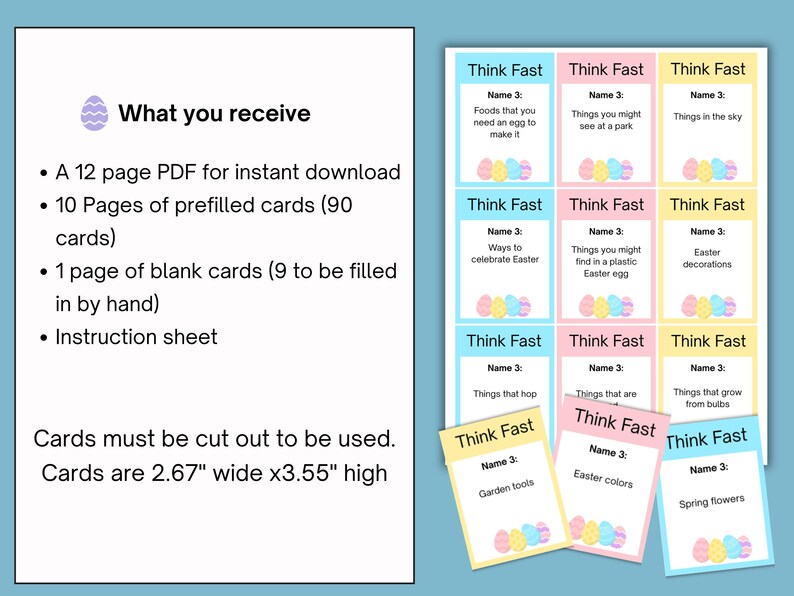Easter Think Fast Game, Easter Family Games, Printable - Etsy Canada