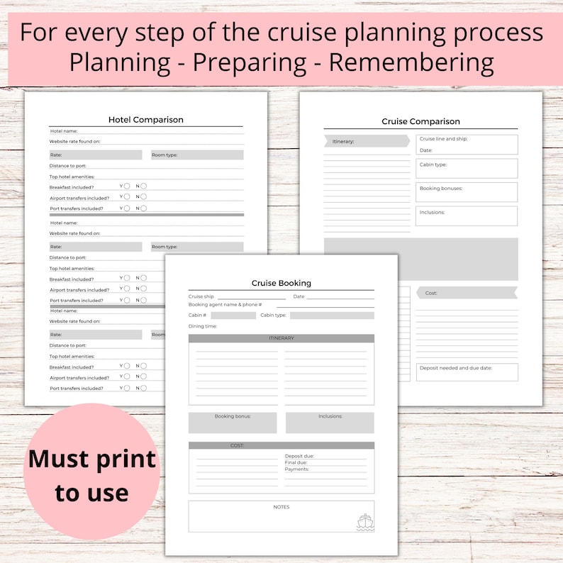 Printable Cruise Planner, Cruise Planning, Cruise Kit, Cruise Journal ...