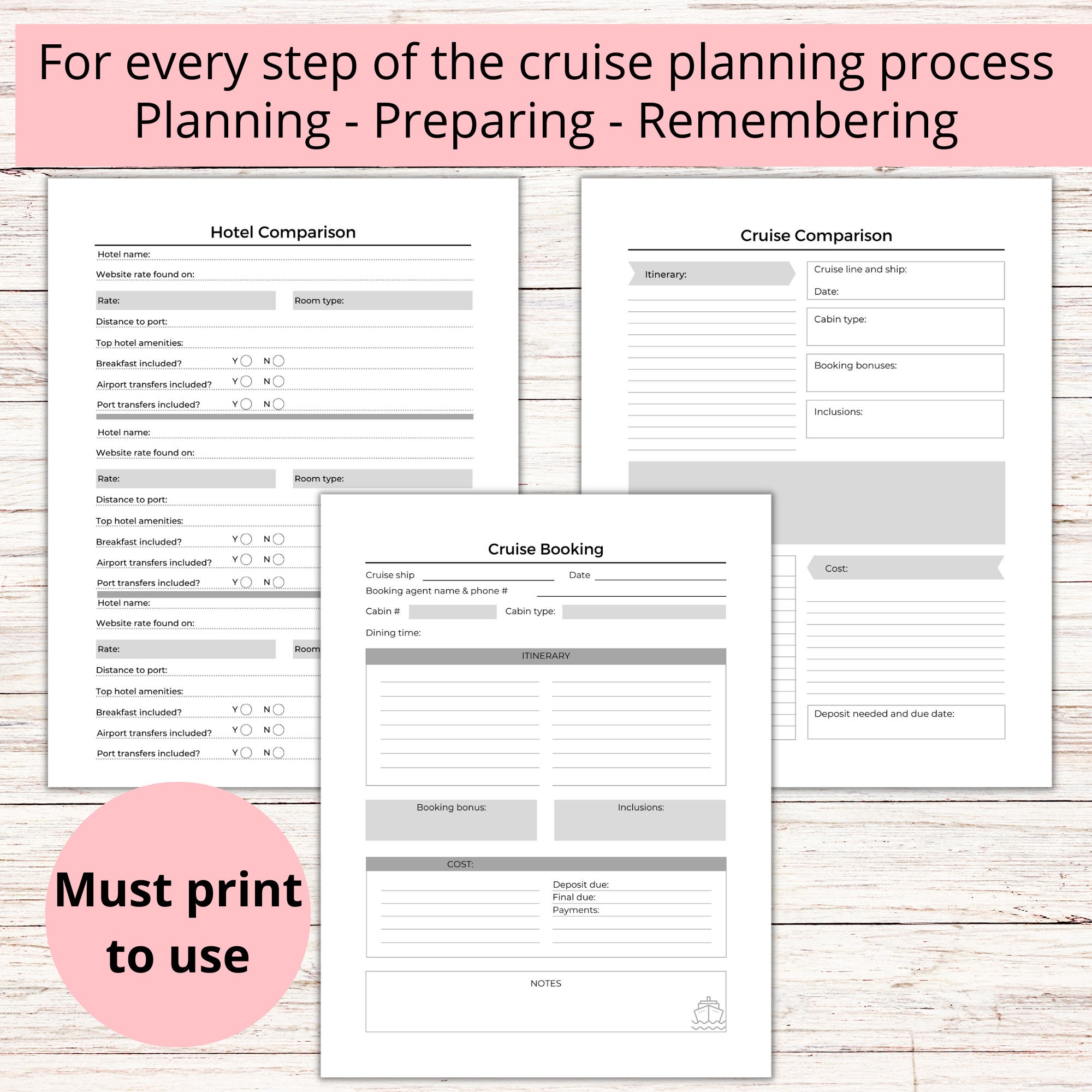Printable Cruise Planner, Cruise Planning, Cruise Kit, Cruise Journal ...