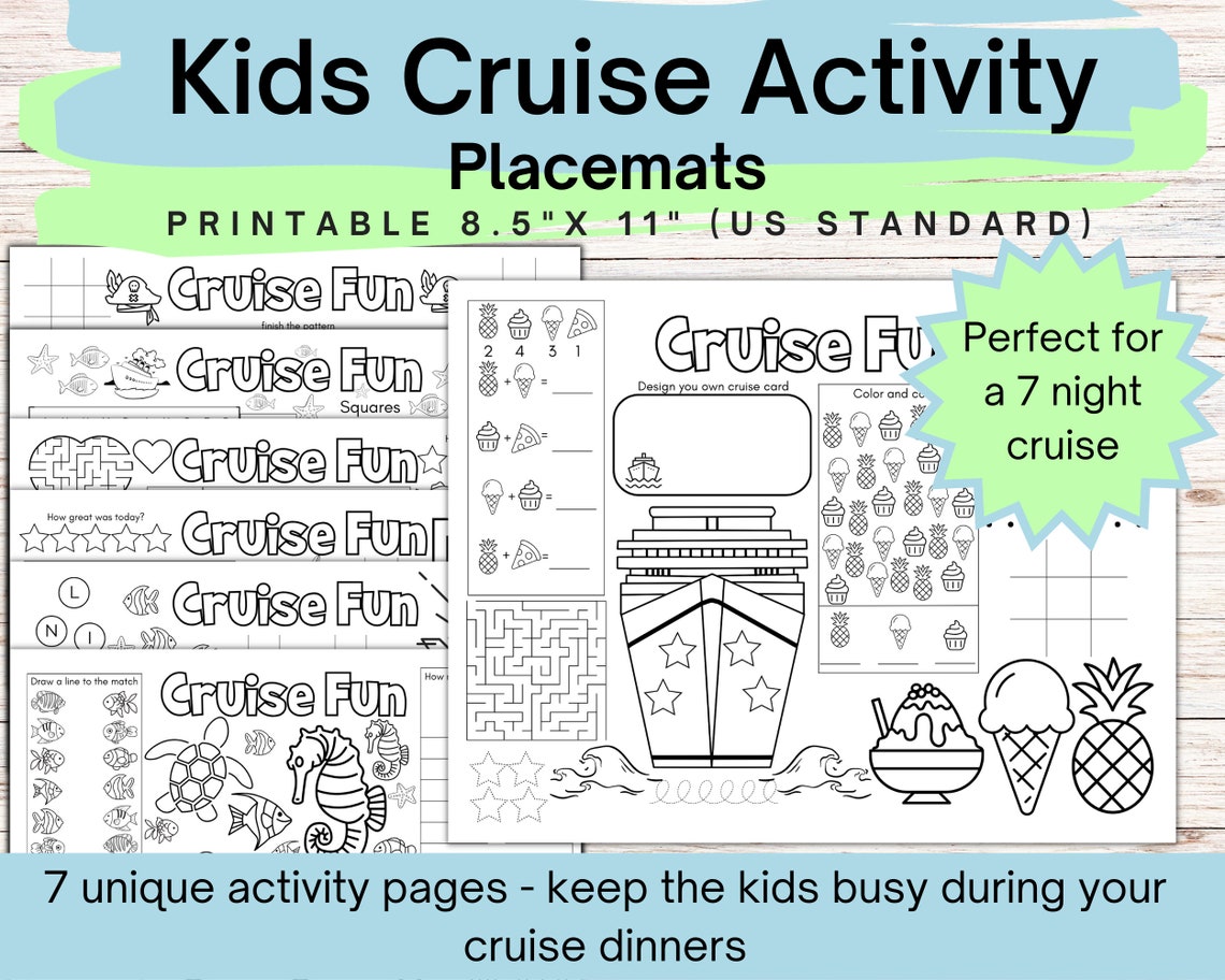 Printable Kids Cruise Activity Placemat, Kids Travel Activity, Cruise ...