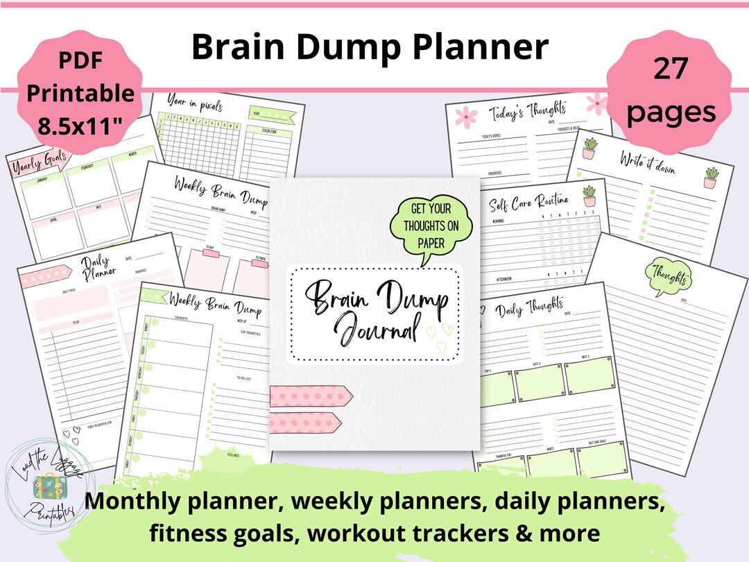 Brain Dump Printable, Brain Dump Planner, Idea Journal, Thought Planner ...