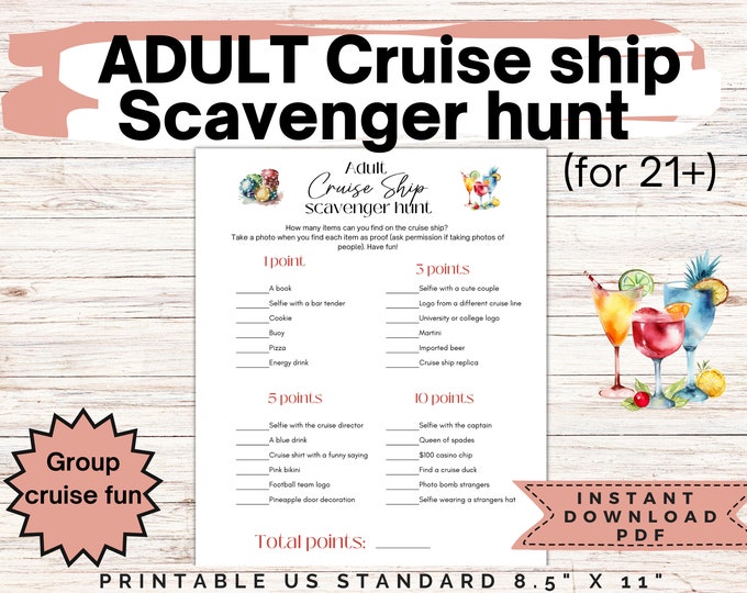 Cruise Scavenger Hunt, Cruise Ship Scavenger Hunt, Cruise Activities ...