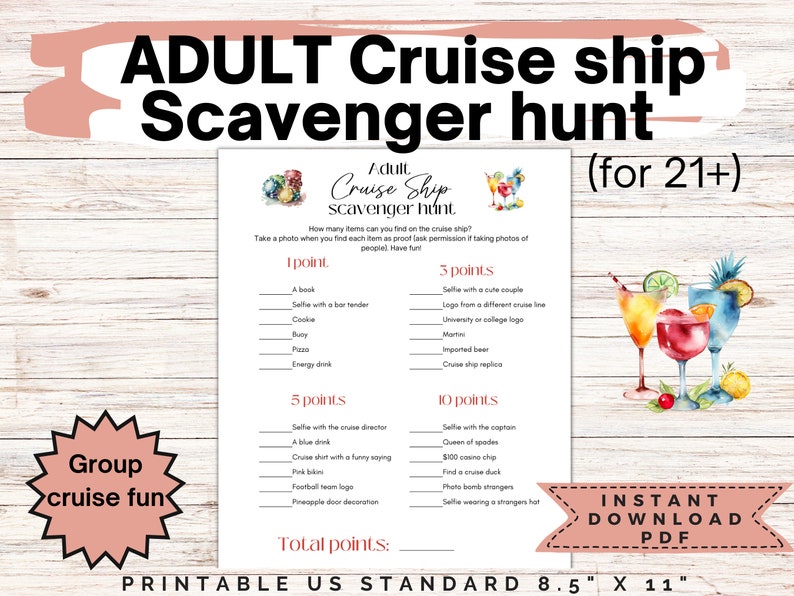 Cruise Scavenger Hunt Adults, Cruise Ship Scavenger Hunt, Bachelorette ...
