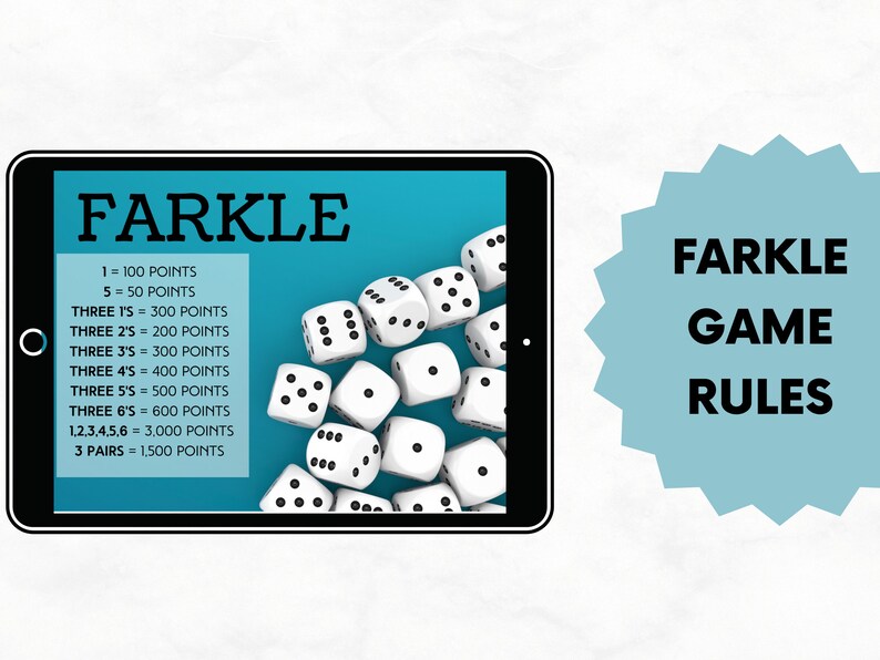 Farkle Rules Download Dice Game PDF Printable Etsy