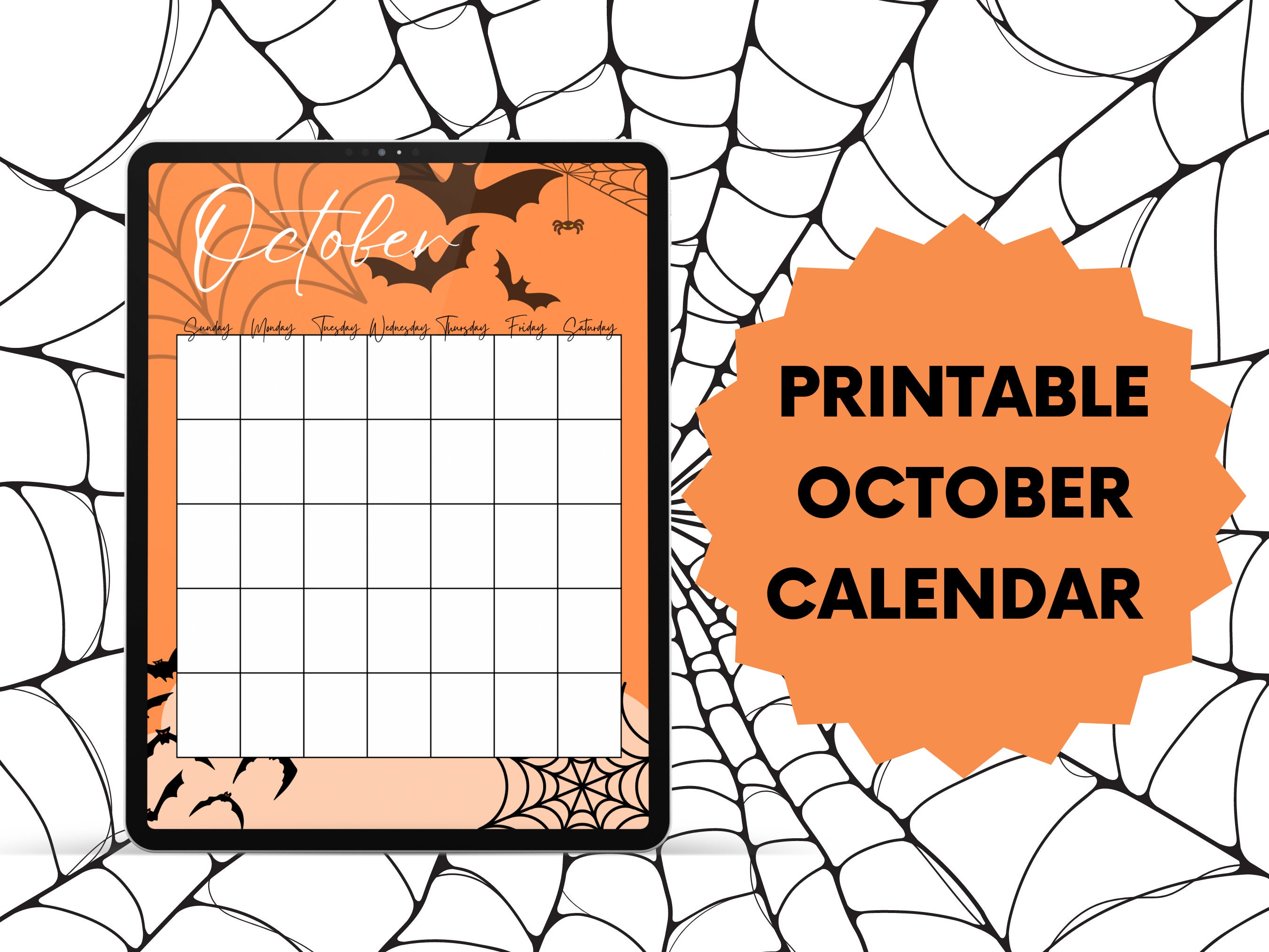 October Monthly Blank Calendar (sunday Start) PDF Printable - Etsy