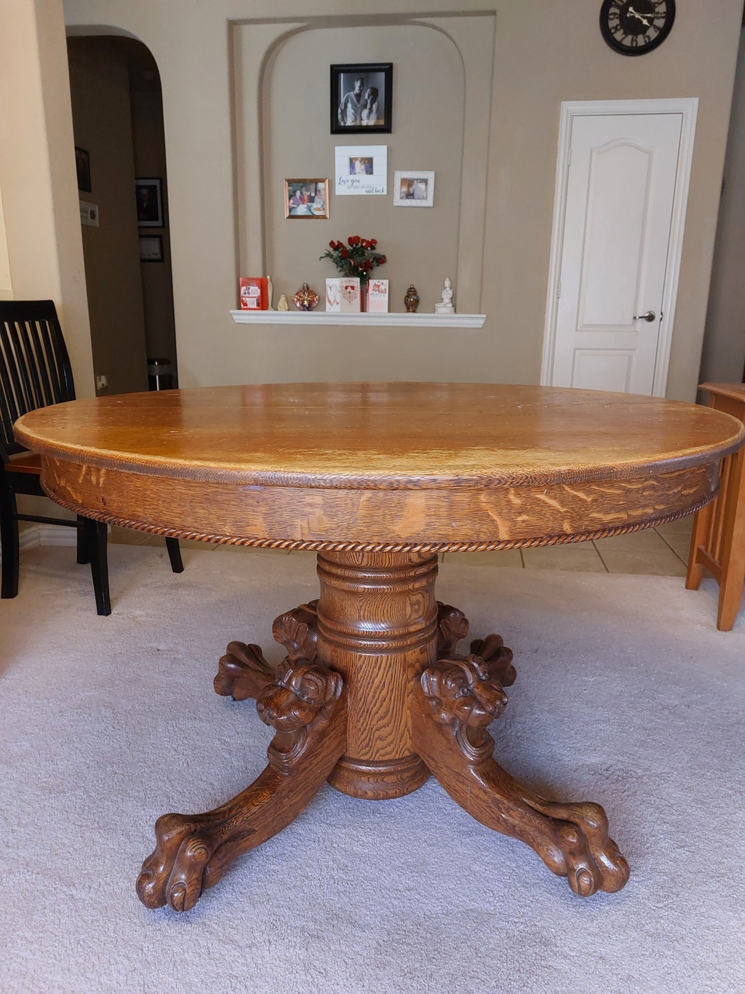 Antique Solid Oak Lion's Head Clawfoot Table SOLD - Etsy