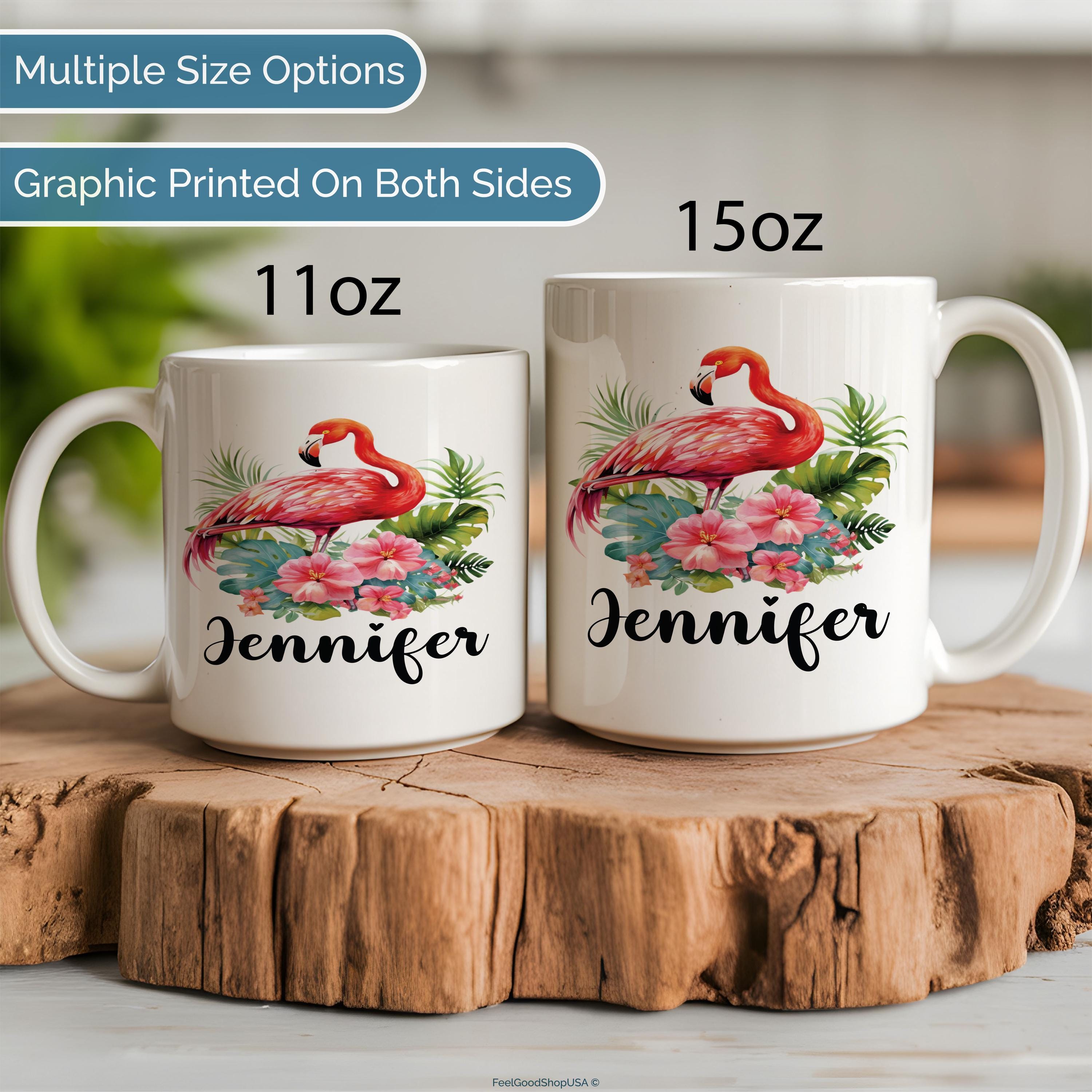 Floral Flamingo Mug Personalized Flamingo Gift, Custom Flamingo Cup ...