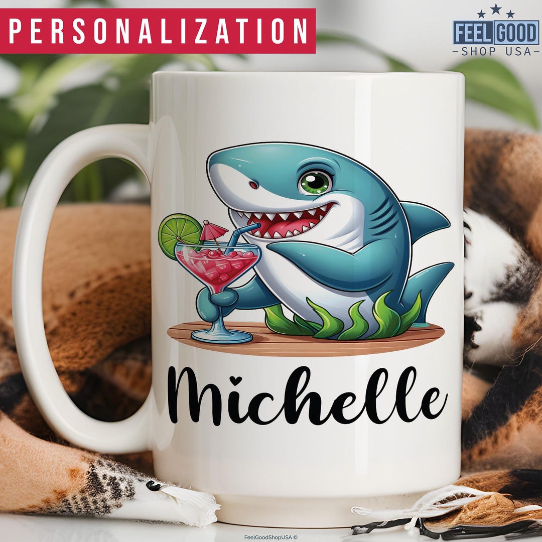 Shark Mug Personalized Shark Gift, Custom Shark Cup With Name, Shark ...