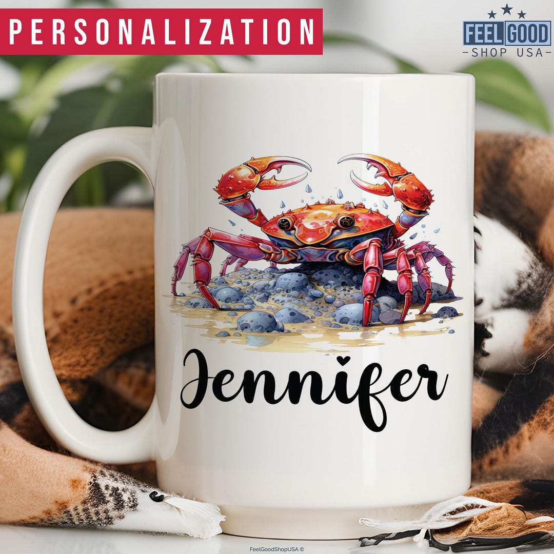 Crab Mug Personalized Crab Gift, Custom Crab Cup With Name, Crab Name ...