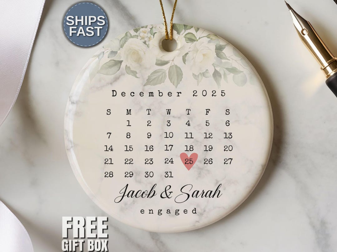 Custom Engagement Ornament With Names and Date Personalized Engagement ...