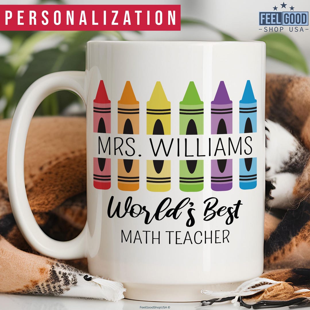Teacher Mug Personalized Teacher Gift, World's Best Math Teacher Cup ...