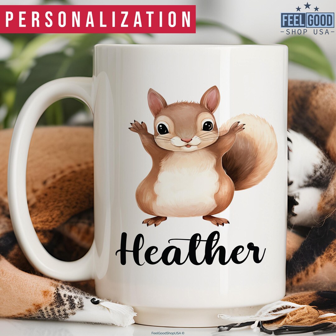 Squirrel Mug Personalized Squirrel Gift, Custom Squirrel Cup With Name ...
