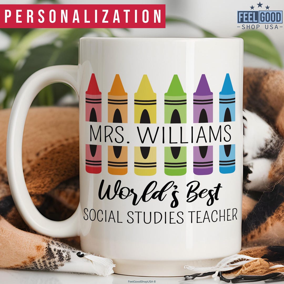 Teacher Mug Personalized Teacher Gift, World's Best Social Studies ...