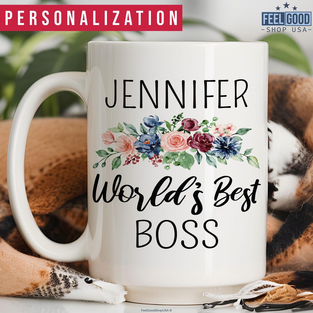 World's Best Boss Mug Personalized Gift for Her, Custom Name Mug ...