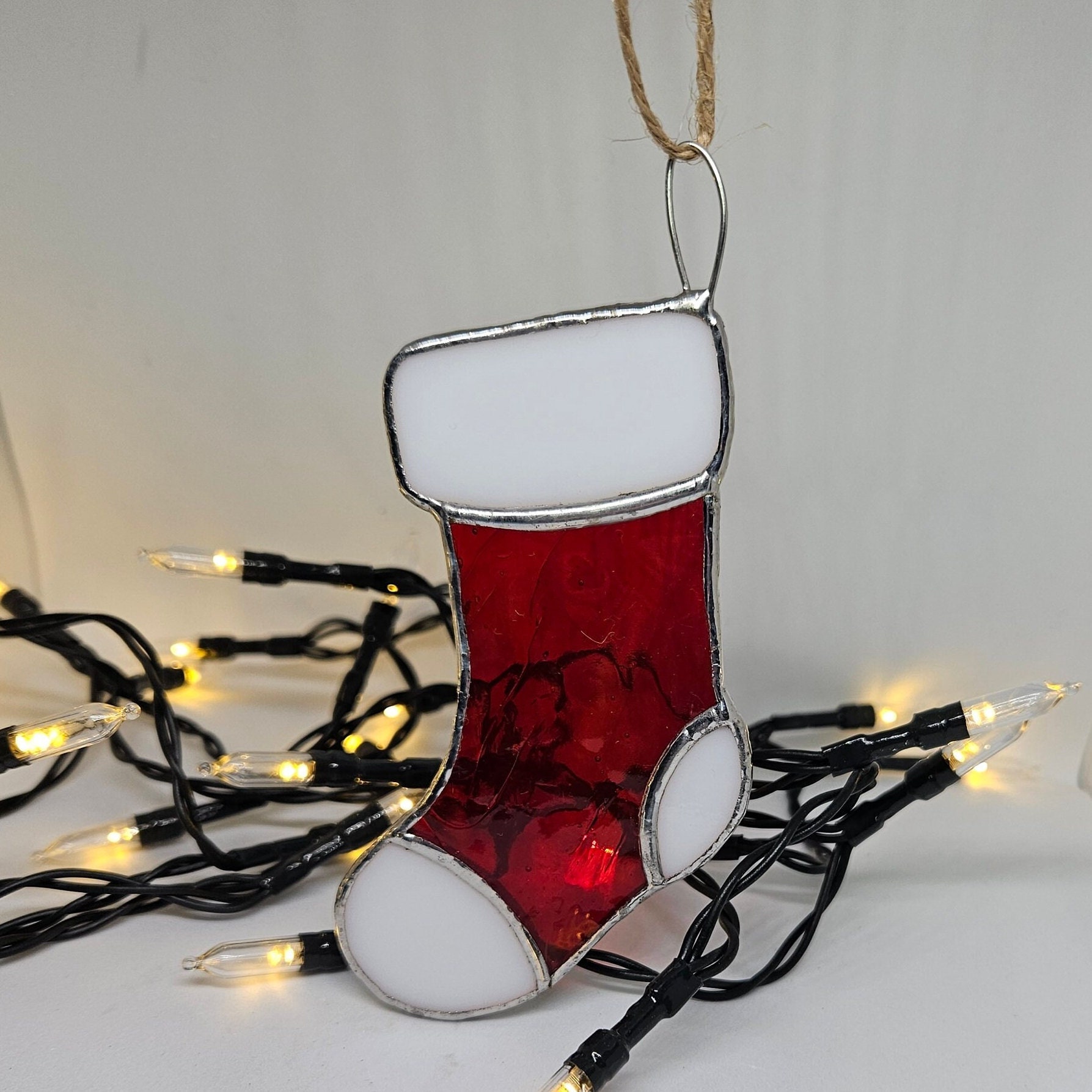 Stained Glass Christmas Stocking Tree Decoration - Etsy