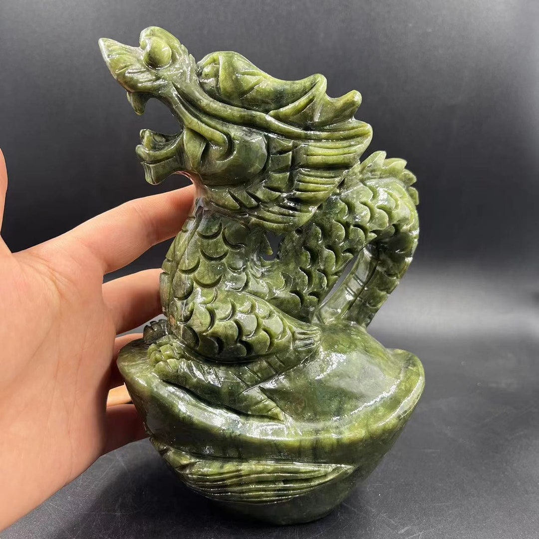 Natural Green Jade Dragon Feng Shui Synthetic Jade Dragon God Beast ...