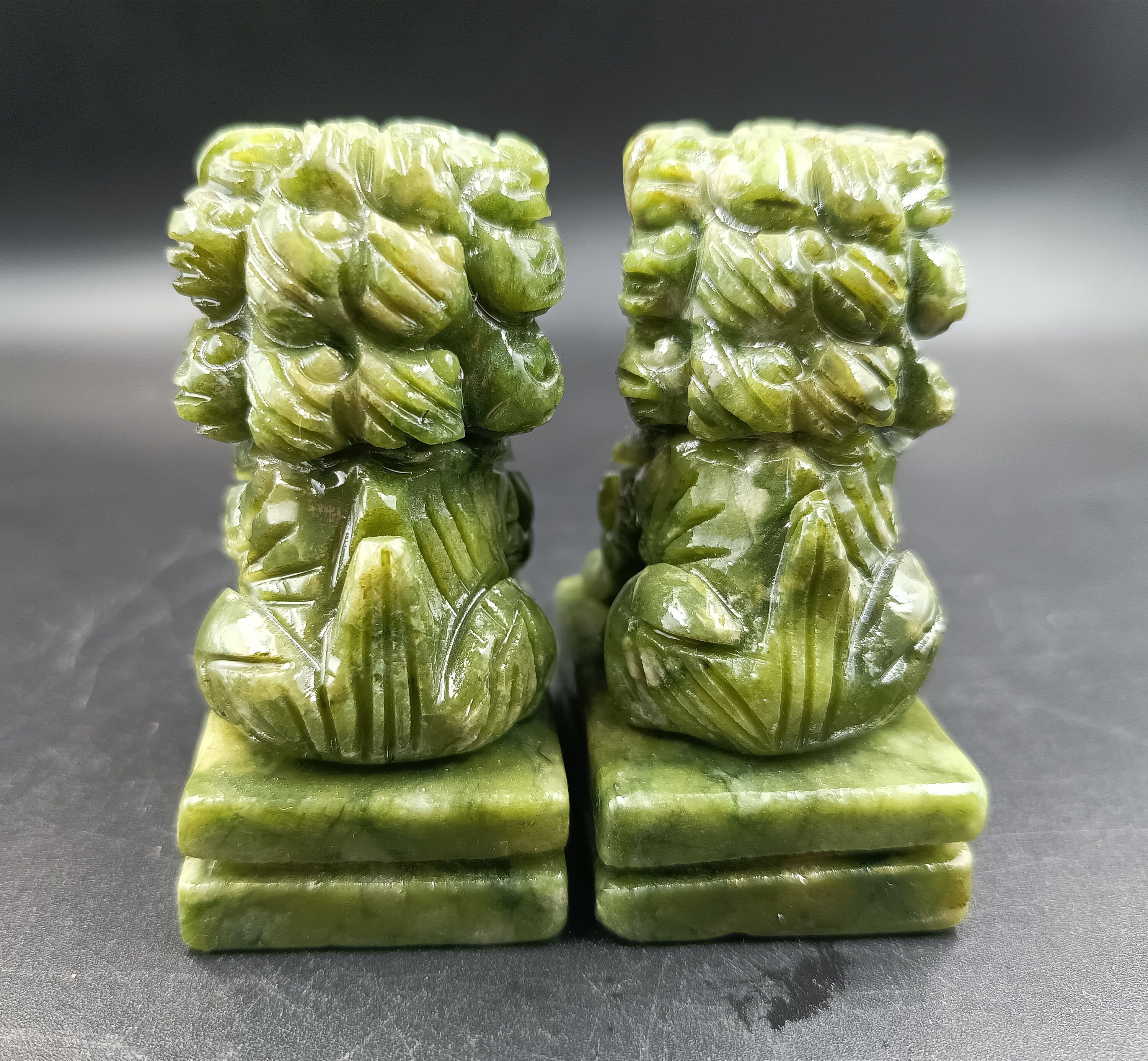 Get a Pair of Natural Green Jade Lion Feng Shui Synthetic Jade God ...