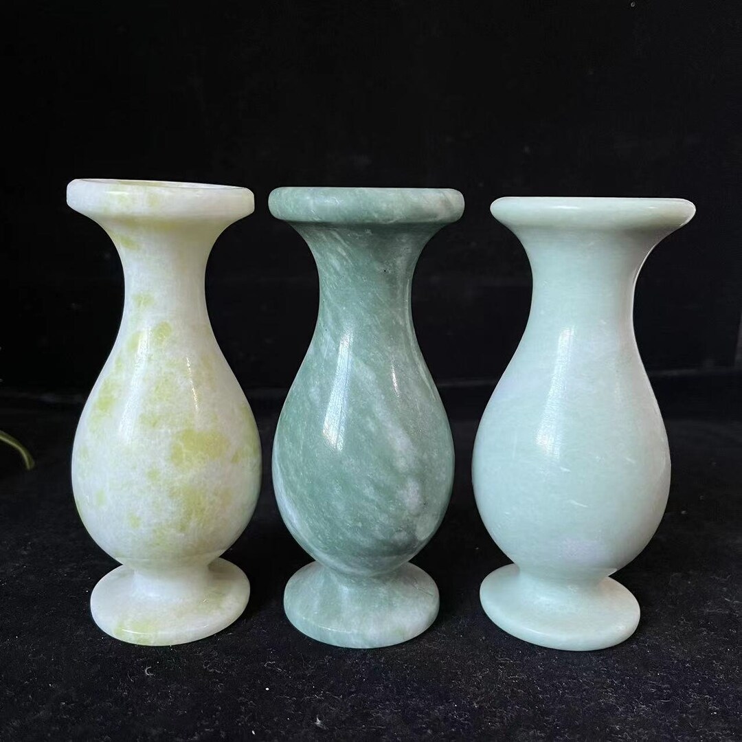 1pic Jade Stone Hand Carved Flower Vase, Jadeite Soapstone Natural ...