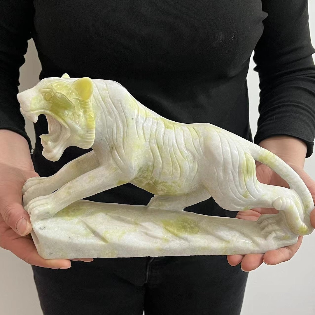Natural Jade Emerald Carved Beautiful and Lovely Tiger Mythical Animal ...