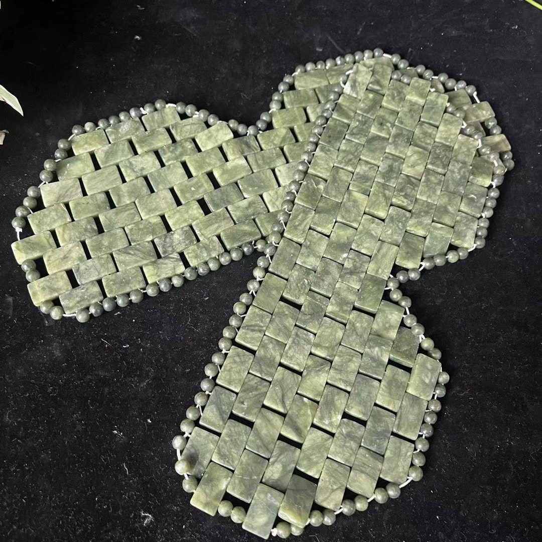 1pic of Green Jade Carved Jade Eye Mask Rounded Ice Ice Applies Eyes to ...