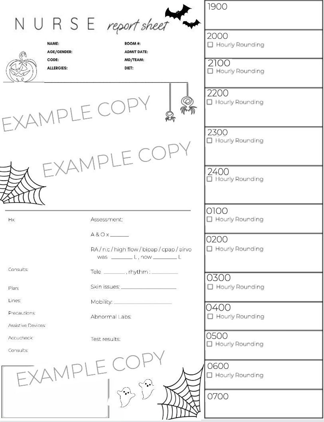 NIGHT SHIFT: Spooky Halloween Report Sheet - Etsy