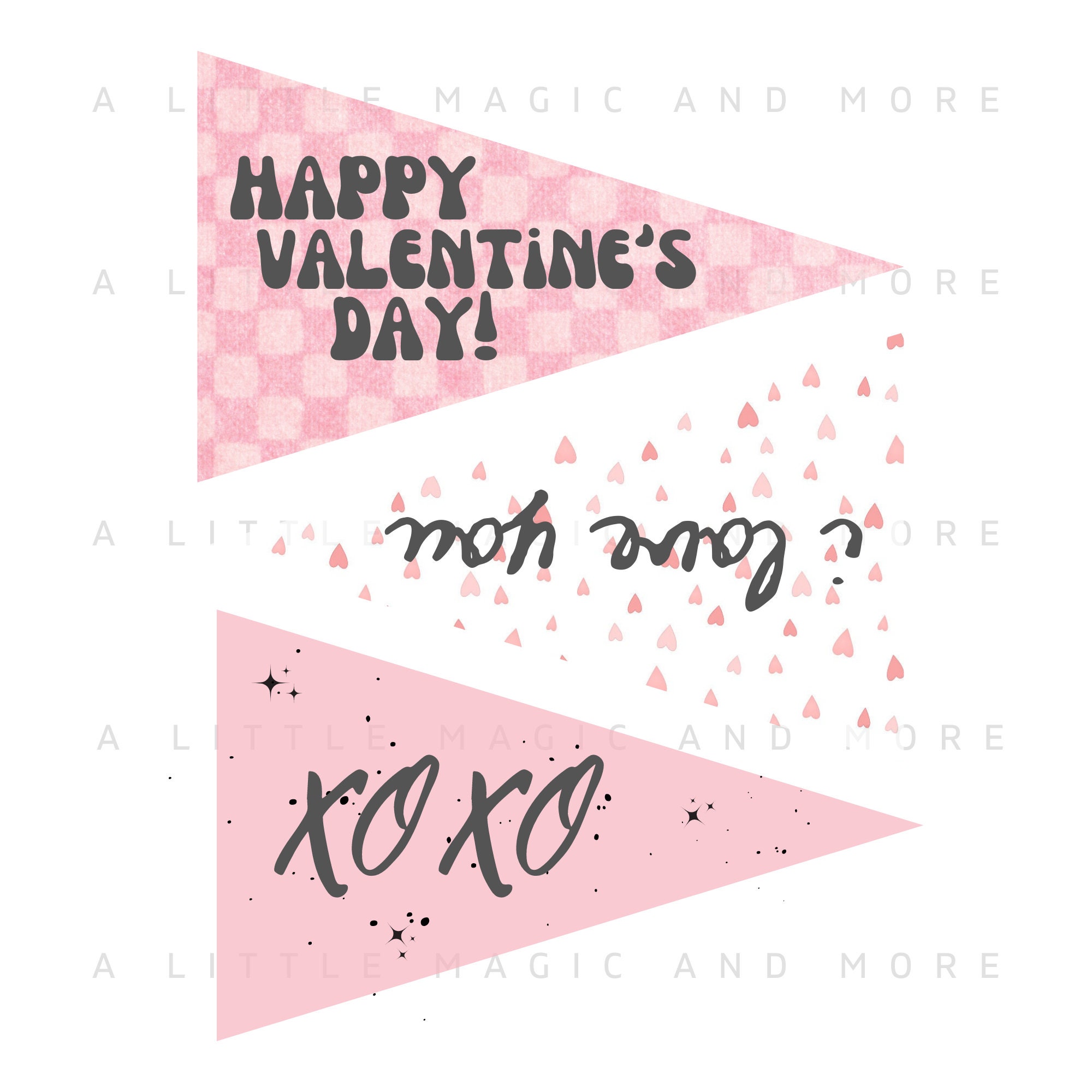 Valentine's Day Printable Pennants | Valentine's Day Pennants - Etsy