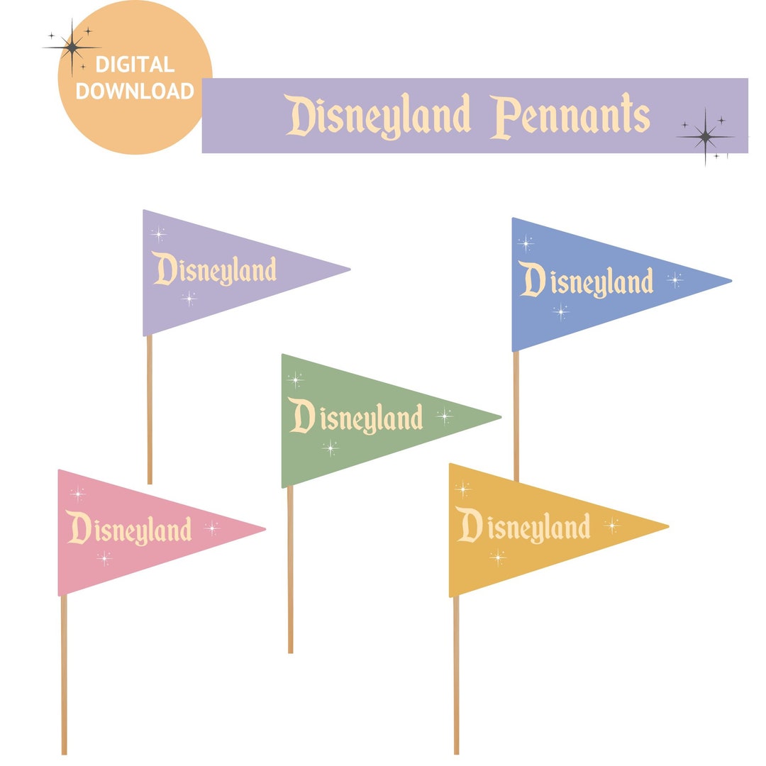 Boho Retro Disneyland Pennant Flag Printable | Disneyland Party Decor ...