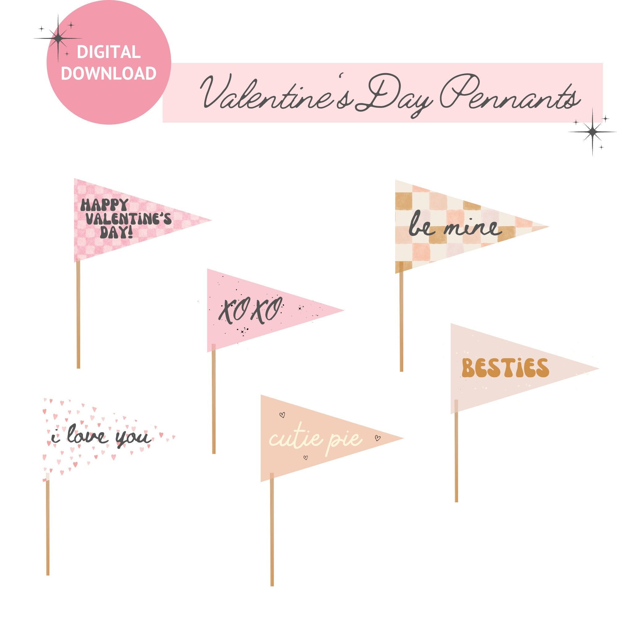 Valentine's Day Printable Pennants | Valentine's Day Pennants - Etsy