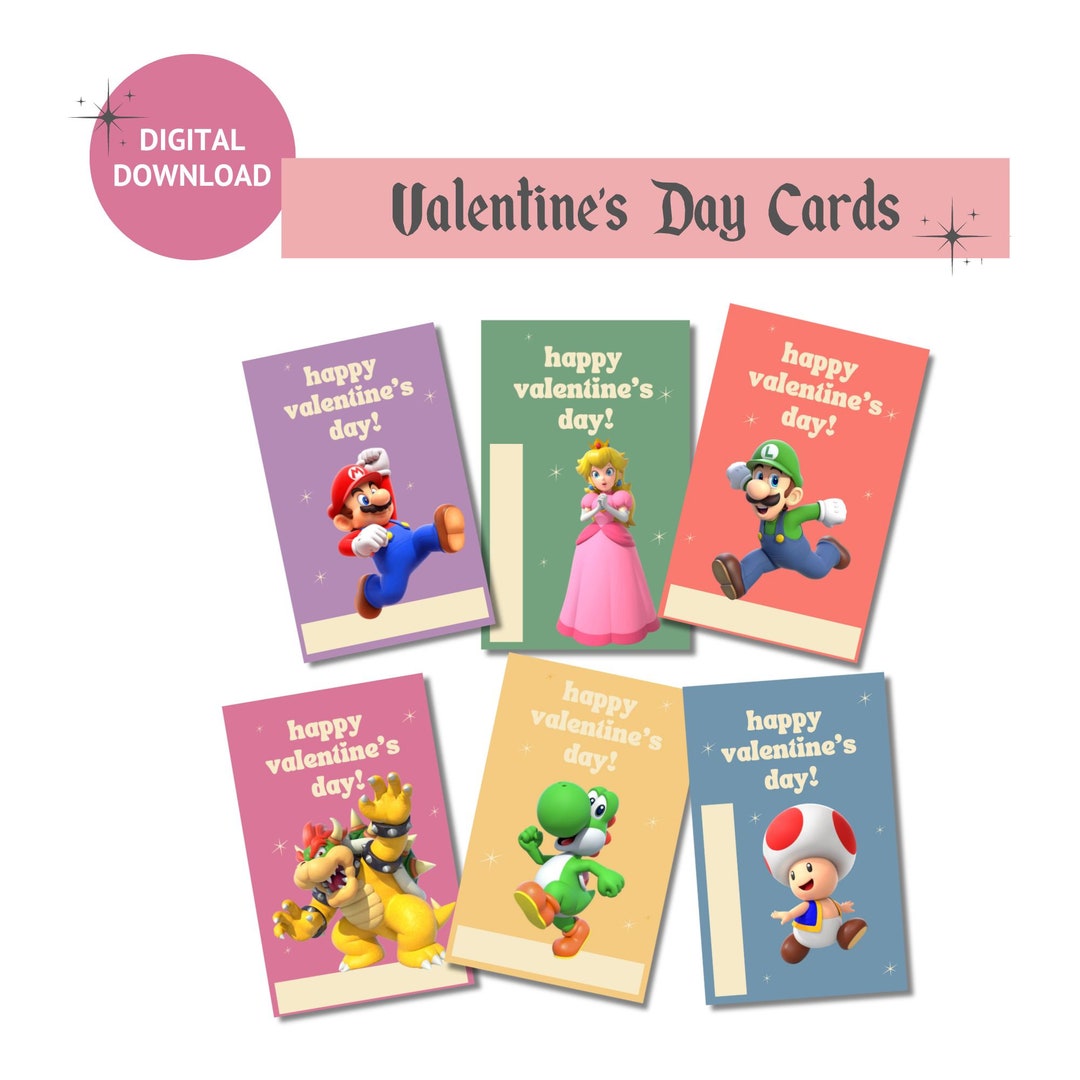 Super Mario Valentine's Day Cards - Super Mario Valentine Cards - Mario ...